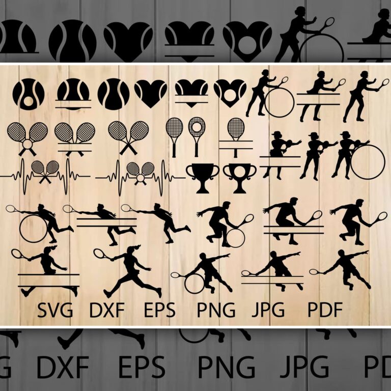 Tennis Svg, Tennis Silhouettes Svg, Tennis Monogram Frames – MasterBundles