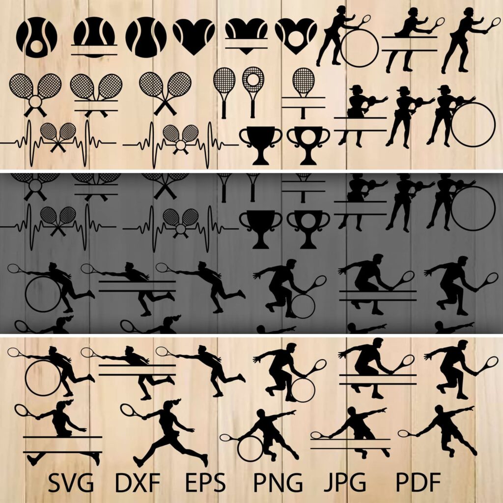 Tennis Svg, Tennis Silhouettes Svg, Tennis Monogram Frames – MasterBundles