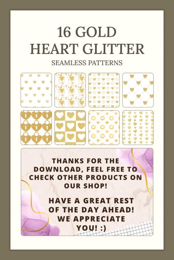 16 Gold Heart Glitter Patterns – MasterBundles