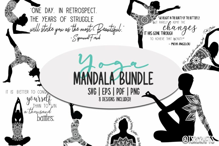 SVG Bundle -Yoga & Quote Designs With Mandala Pattern – MasterBundles