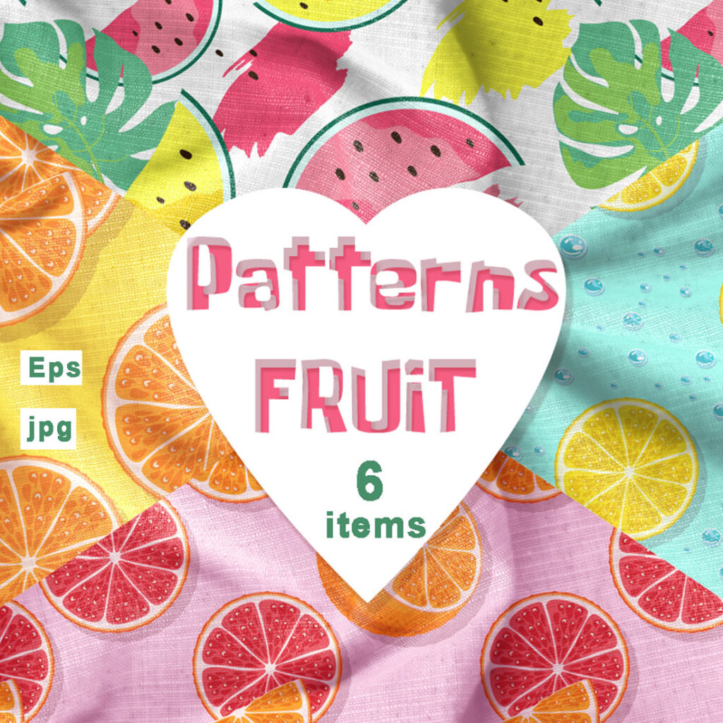 Fruit seamless patterns. (Citrus and Watermelon) - MasterBundles