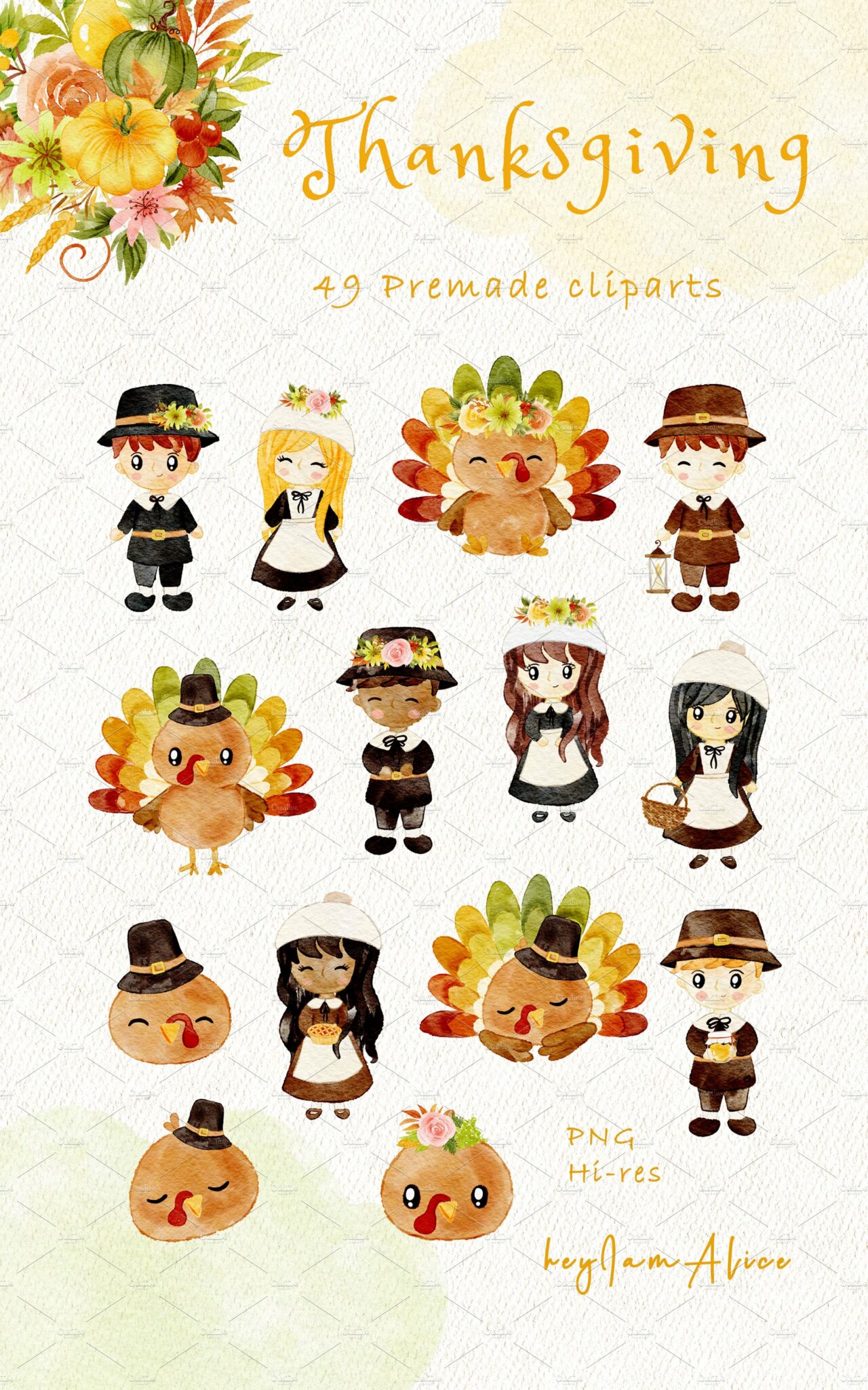 Autumn Thanksgiving Clipart – MasterBundles