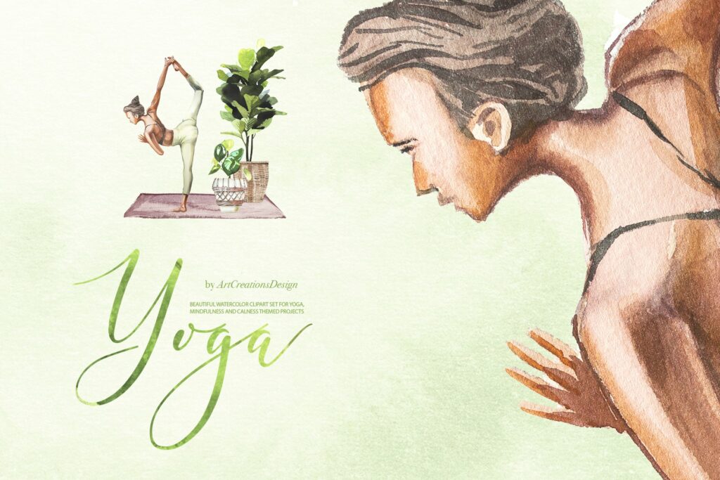 Watercolor Yoga Clipart Set – MasterBundles