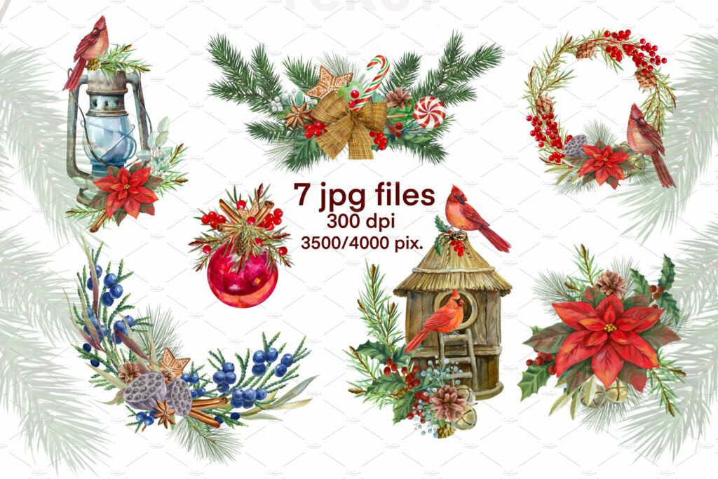 Red Cardinal, Christmas Bouquets – MasterBundles