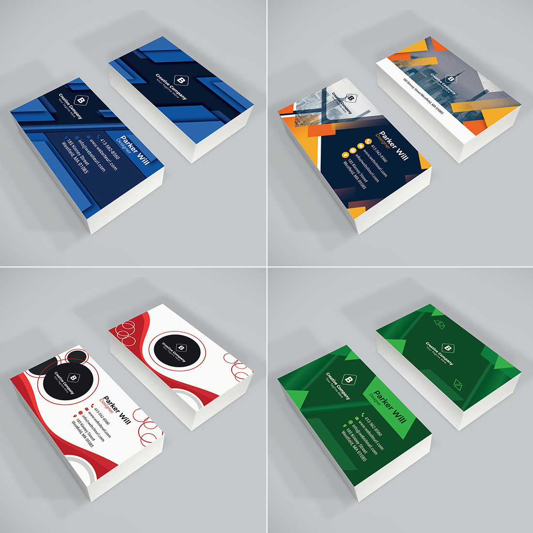 4 Corporate Business Cards Bundle - MasterBundles