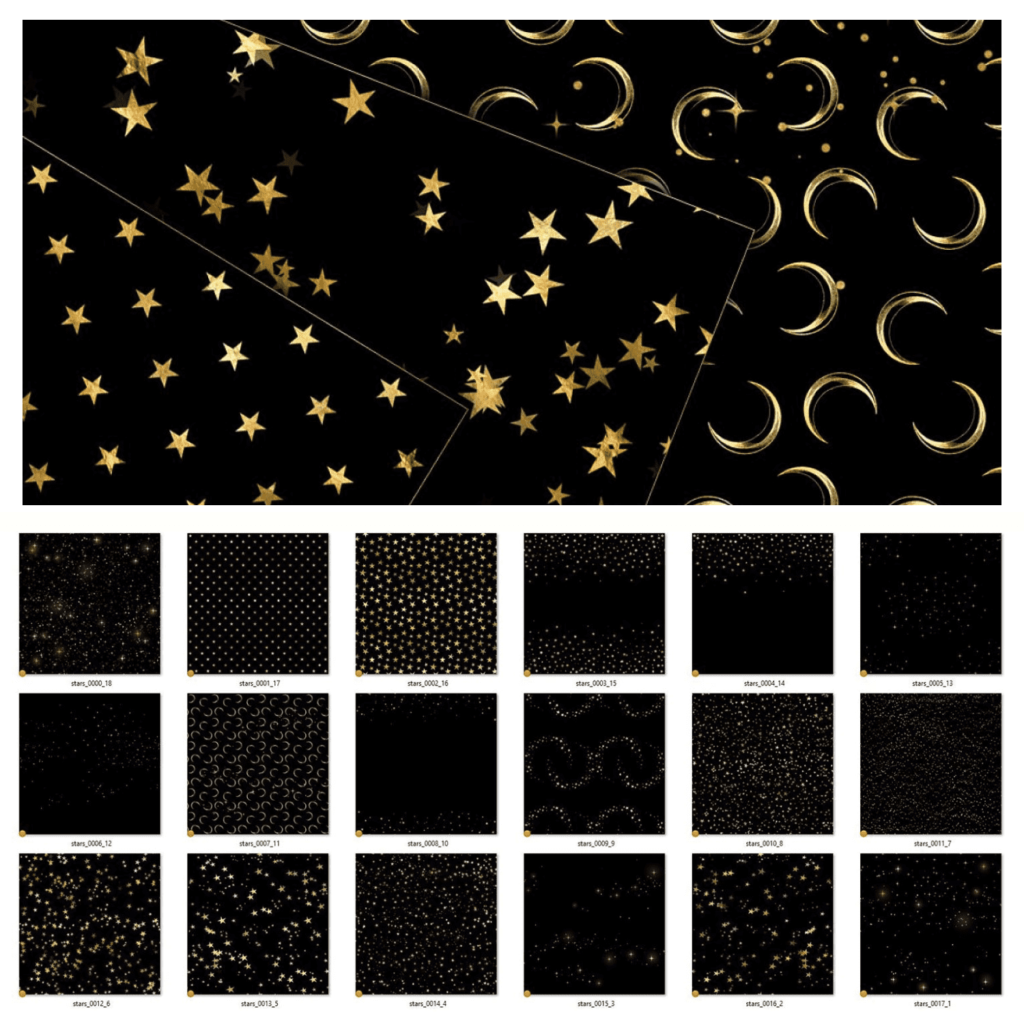 Black and Gold Stars Digital Paper – MasterBundles