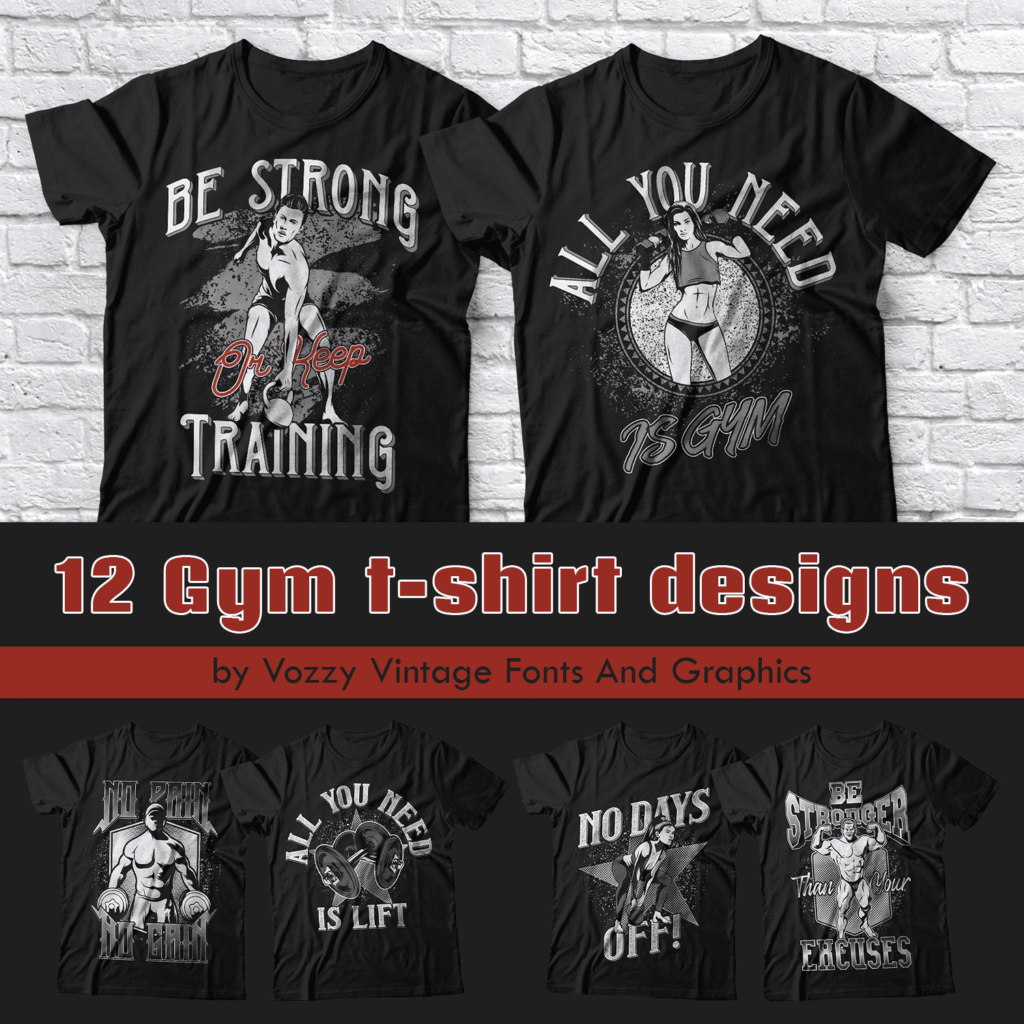 12 Gym T-Shirt Designs – MasterBundles