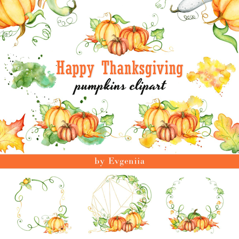 Happy Thanksgiving Pumpkins Clipart – MasterBundles