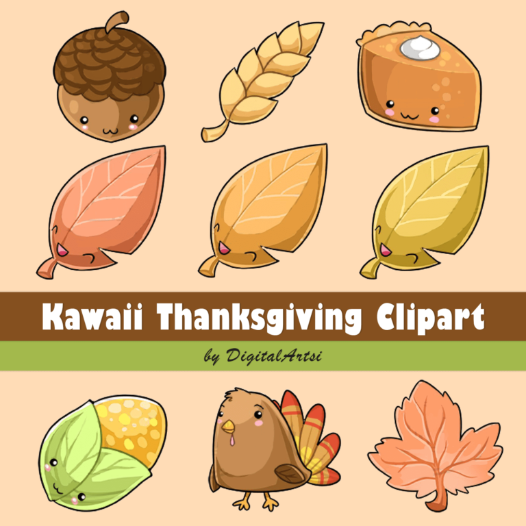 Kawaii Thanksgiving Clipart – MasterBundles