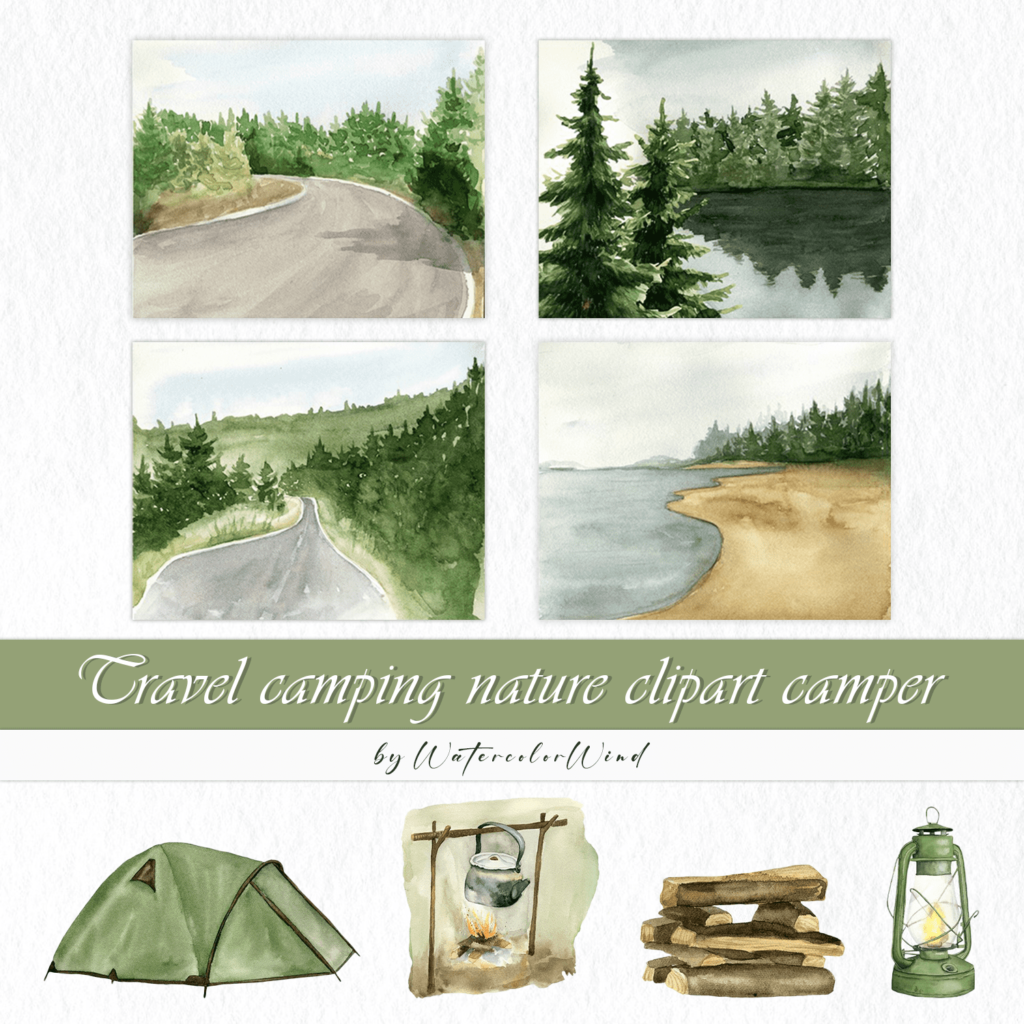 Travel Camping Nature Clipart Camper – MasterBundles