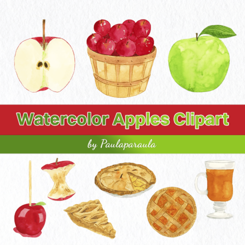 11 Watercolor Apples Clipart Images – MasterBundles