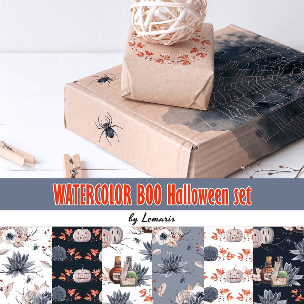 Watercolor Boo Halloween Set – MasterBundles
