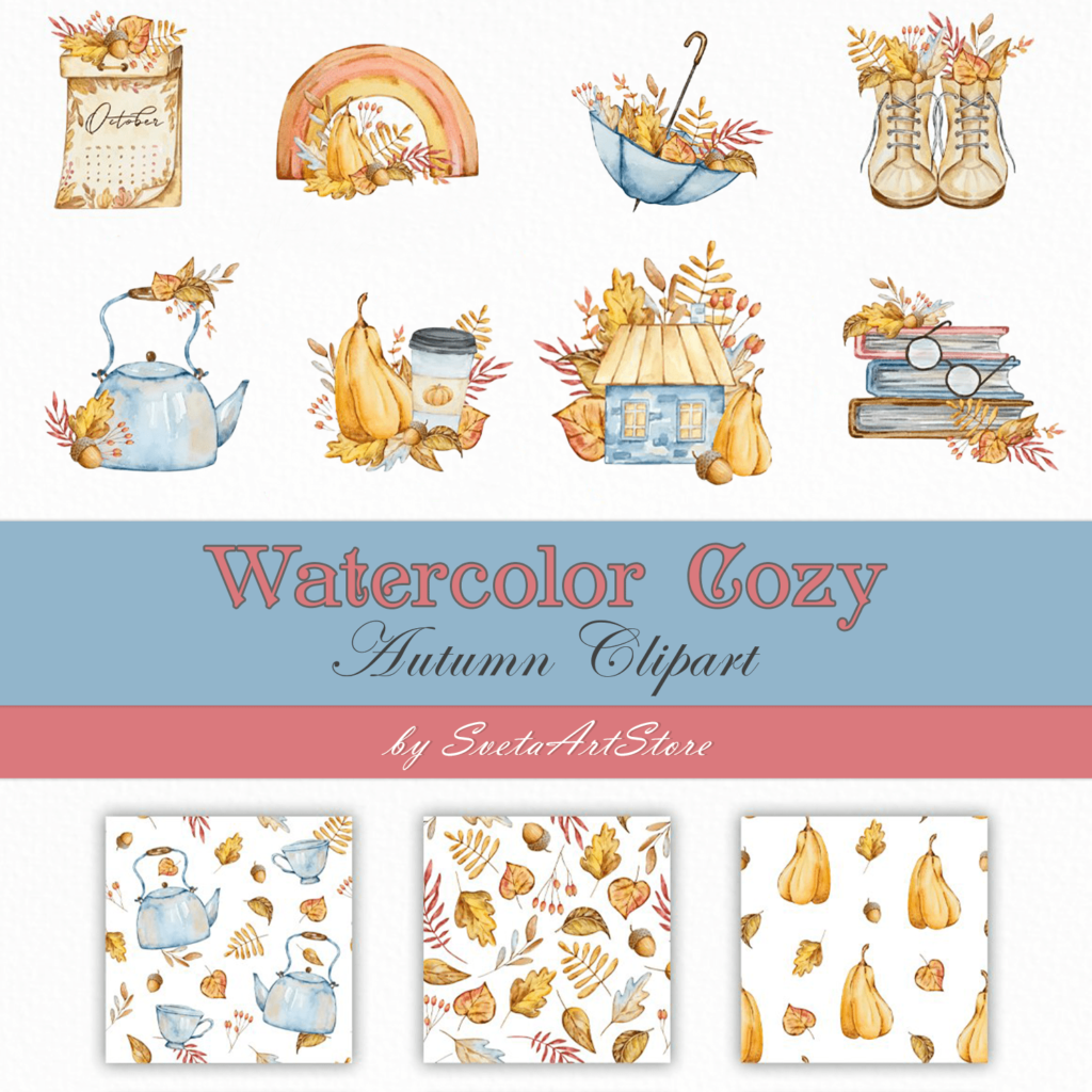 Watercolor Cozy Autumn Clipart – MasterBundles