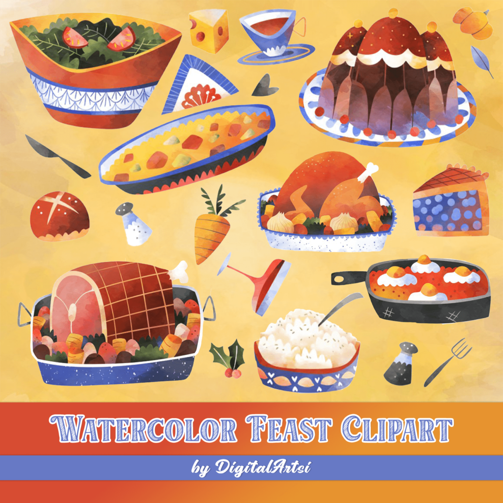 Watercolor Feast Clipart – MasterBundles