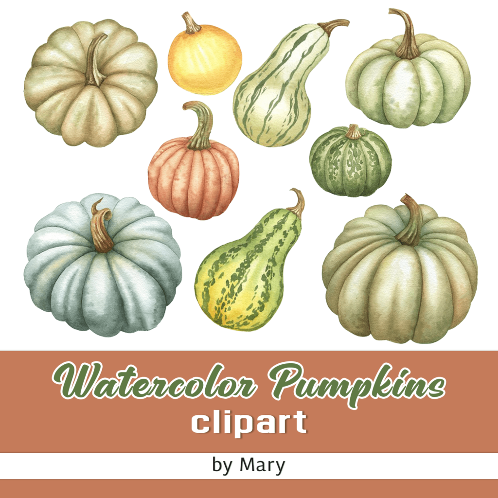 9 Watercolor Pumpkins Clipart PNG – MasterBundles