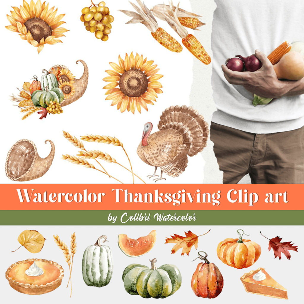 Watercolor Thanksgiving Clip Art – MasterBundles