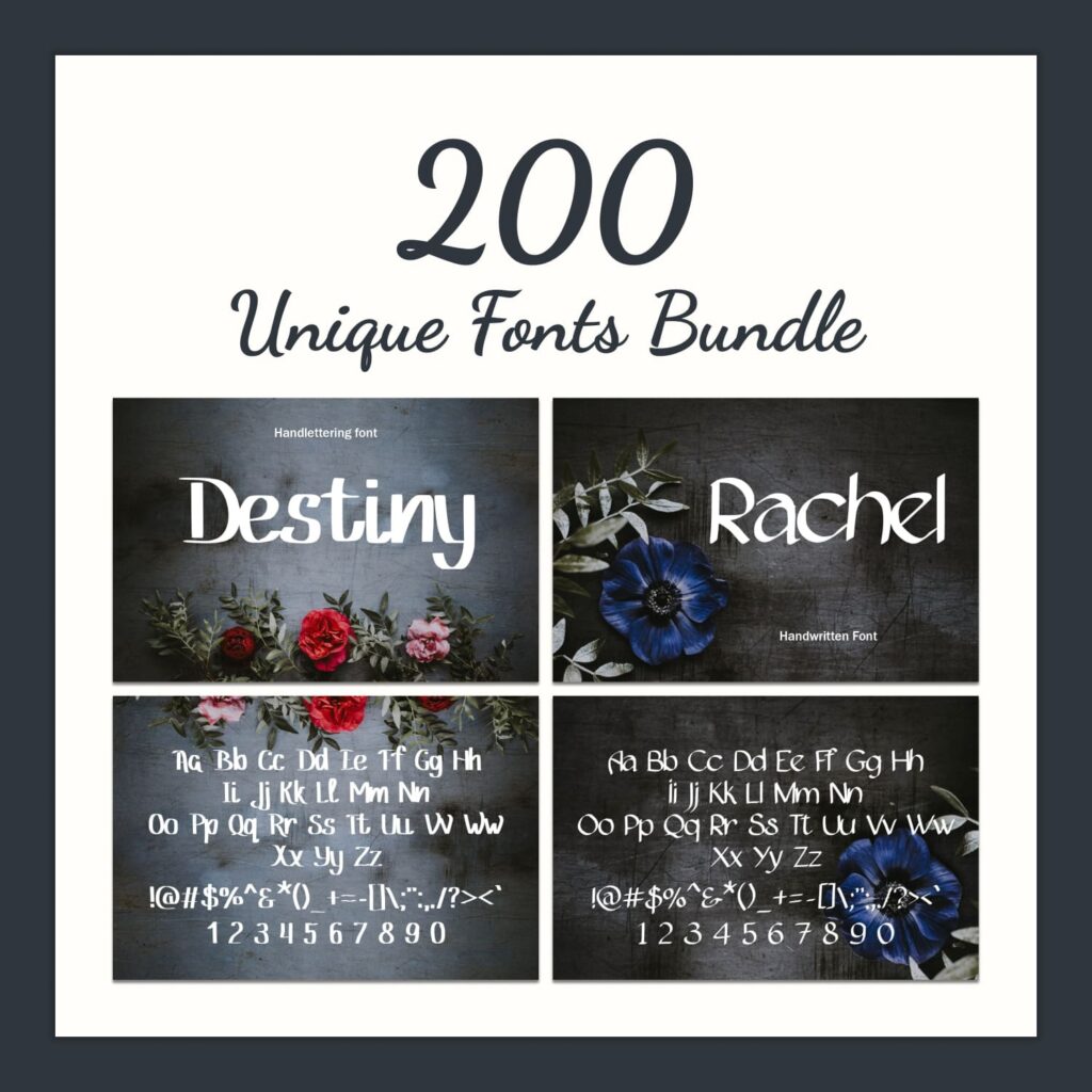 200 Unique Fonts Bundle – MasterBundles