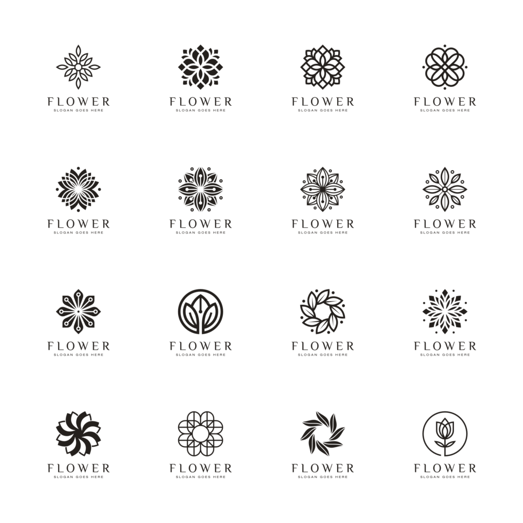 set of flower logo vector design - MasterBundles
