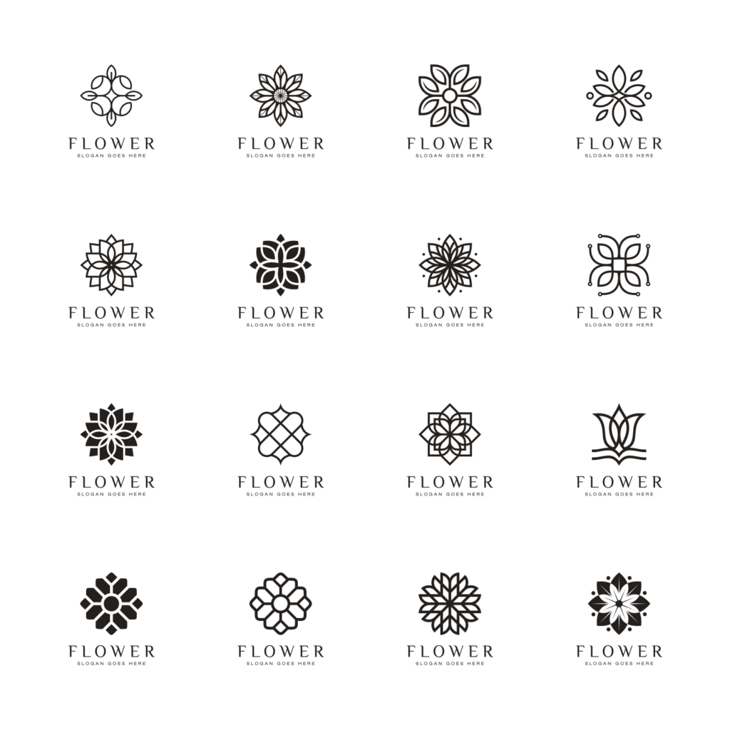 set of flower logo vector design - MasterBundles