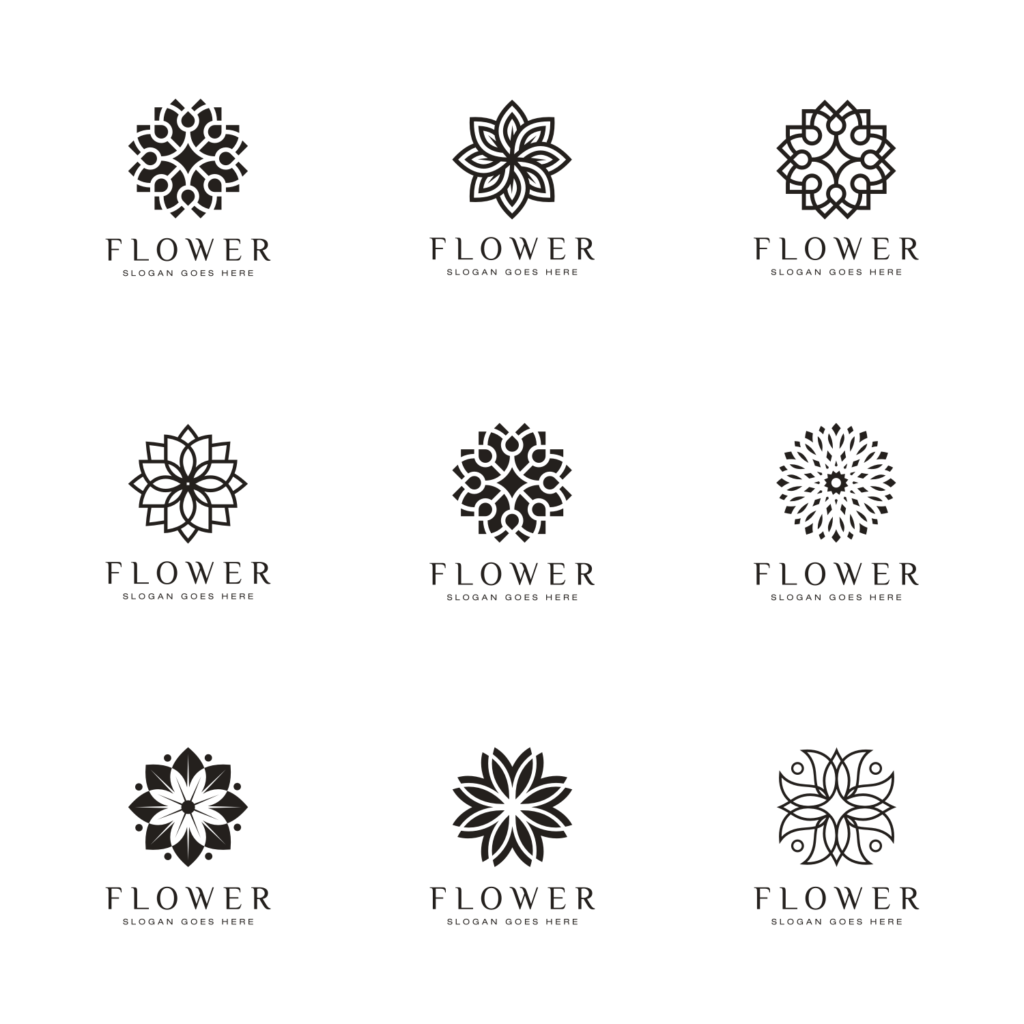 set of flower logo vector design - MasterBundles
