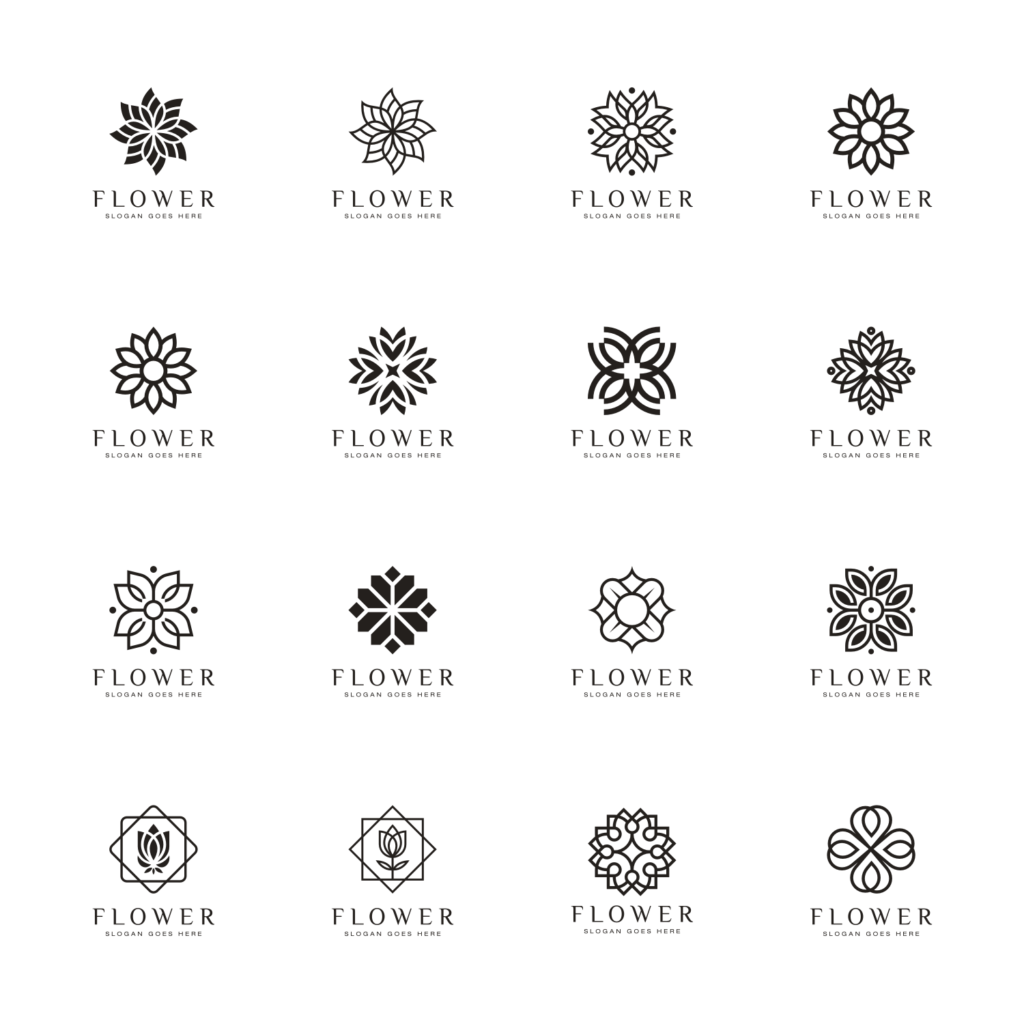 set of flower logo vector design - MasterBundles