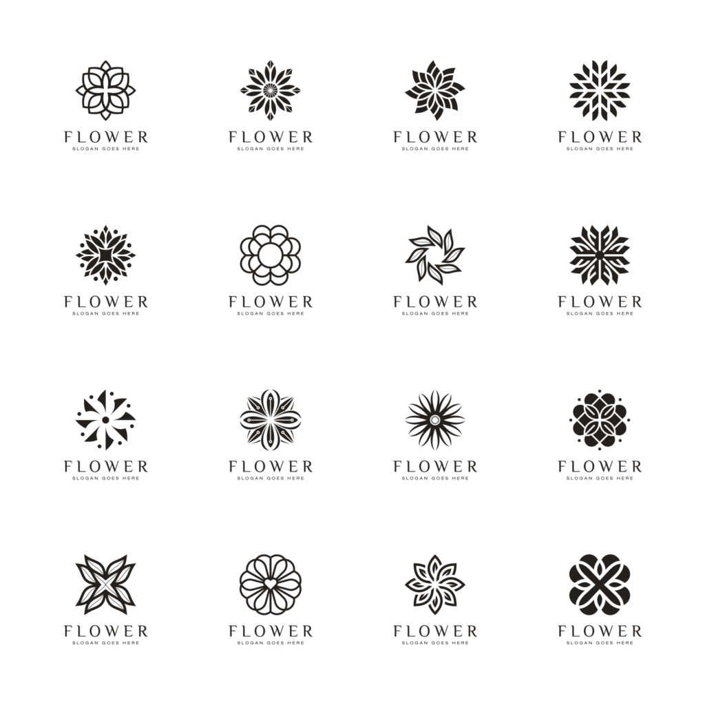 set of flower logo vector design - MasterBundles