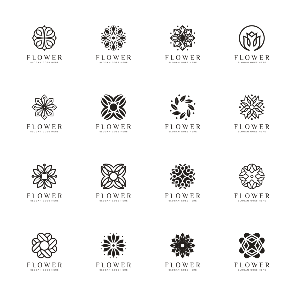 set of flower logo vector design - MasterBundles