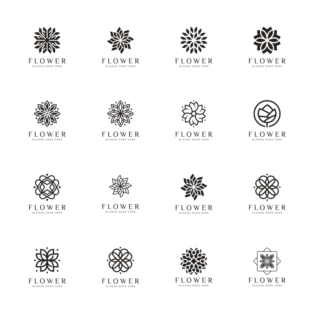 set of flower logo vector design - MasterBundles