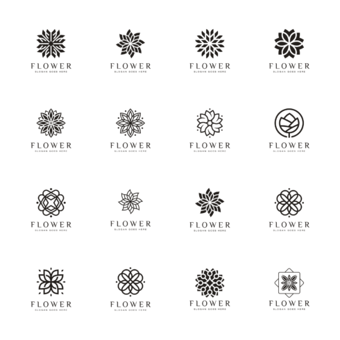 set of flower logo vector design - MasterBundles
