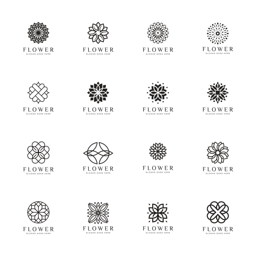set of flower logo vector design - MasterBundles
