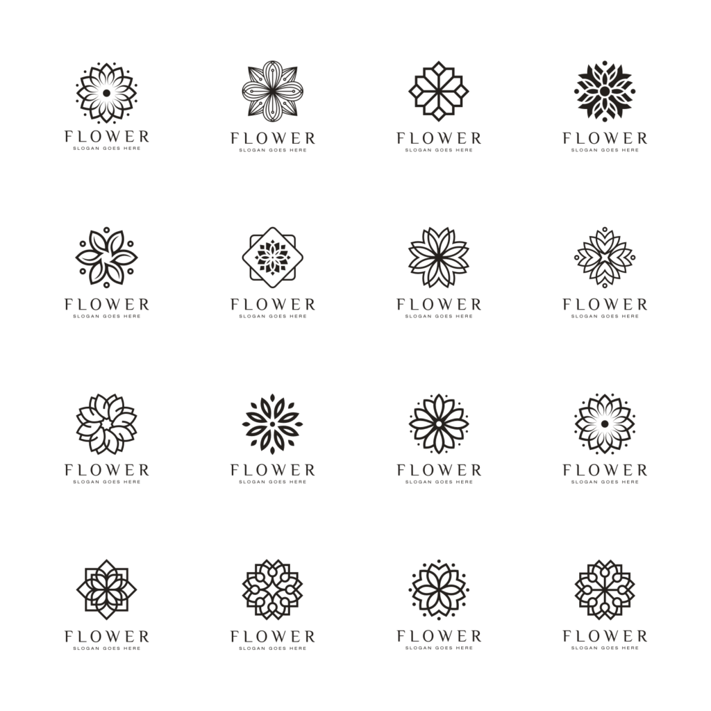 set of flower logo vector design - MasterBundles