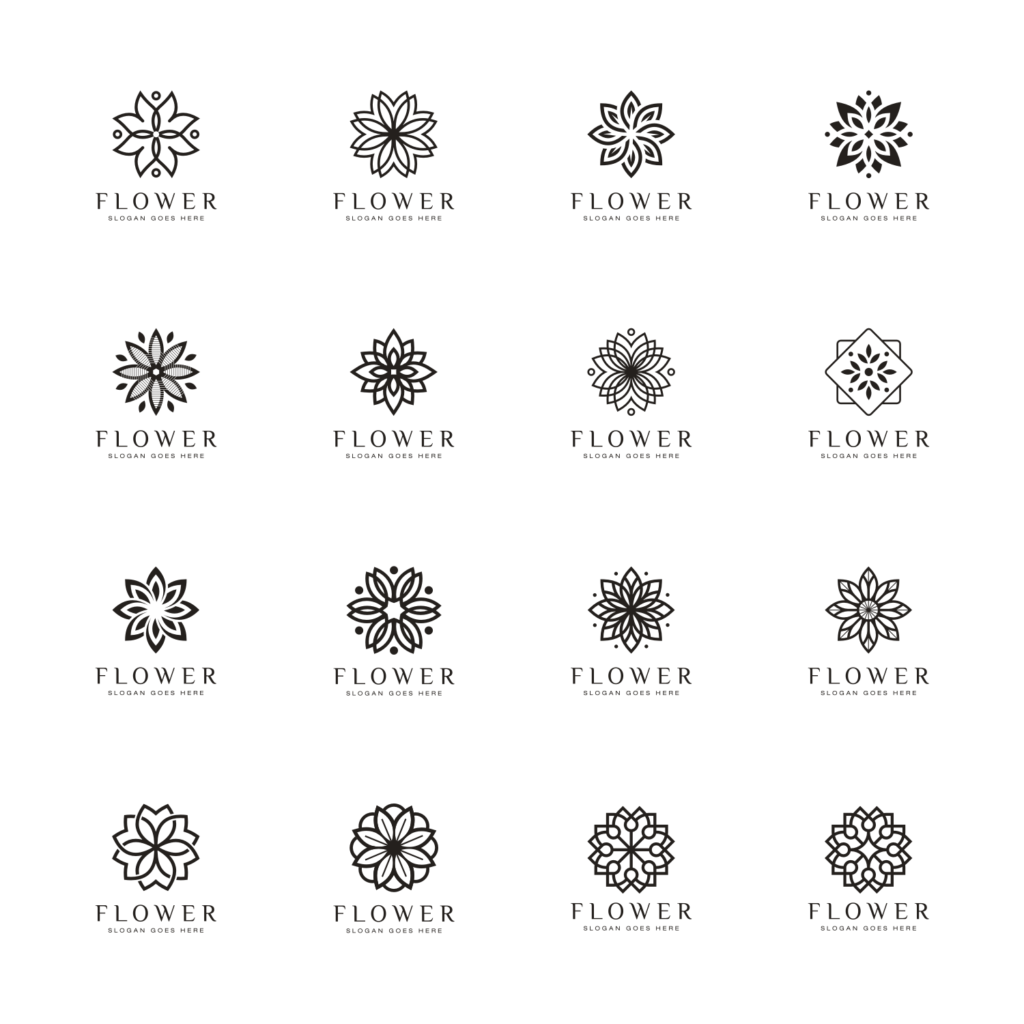 set of flower logo vector design - MasterBundles