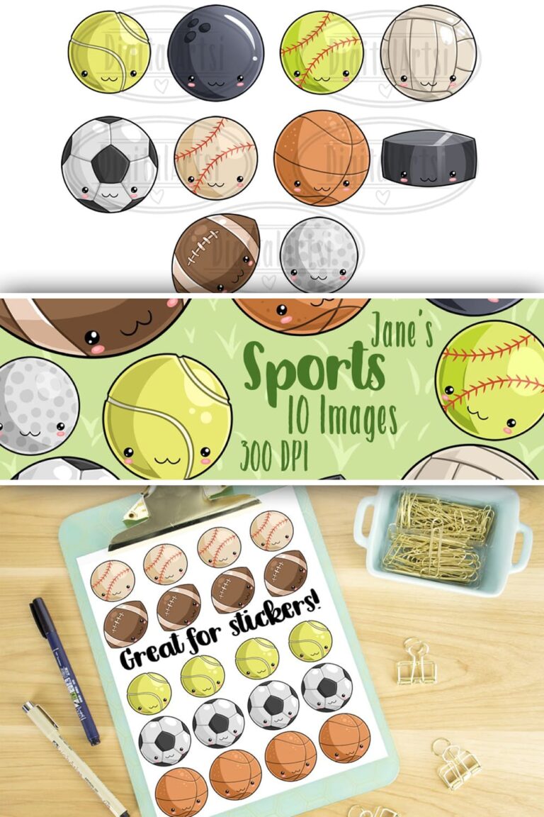 Kawaii Sports Clipart – MasterBundles