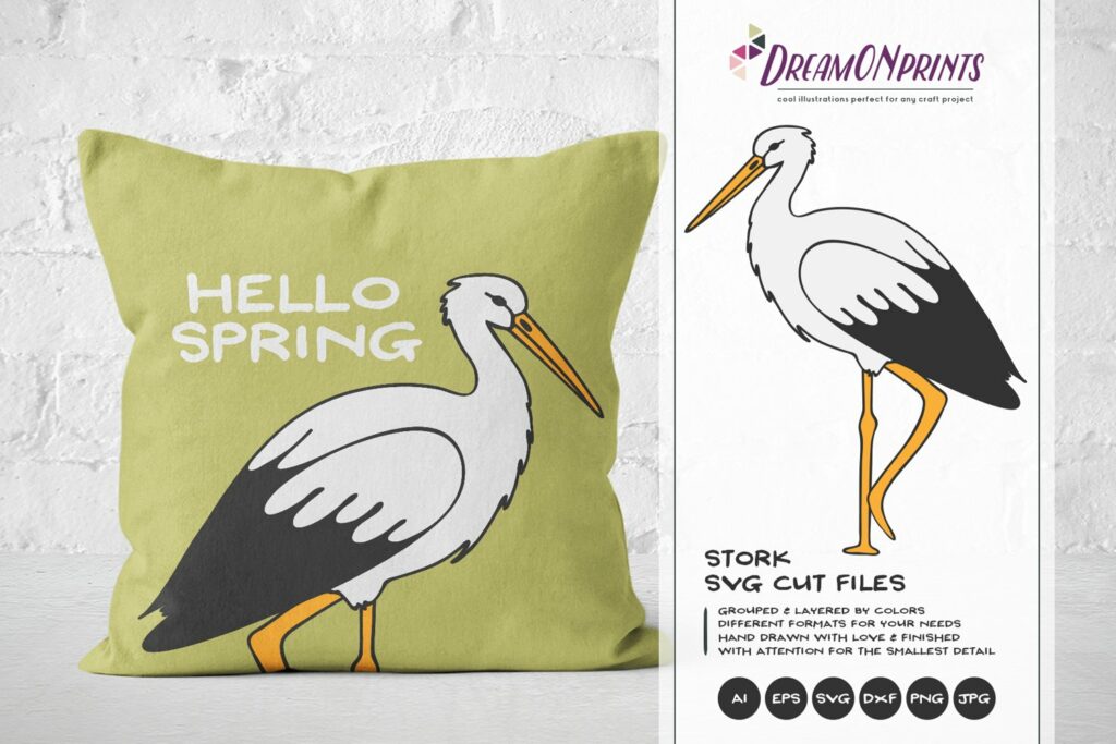 Stork SVG Cut File - Spring SVG, Birds, New Born SVG – MasterBundles
