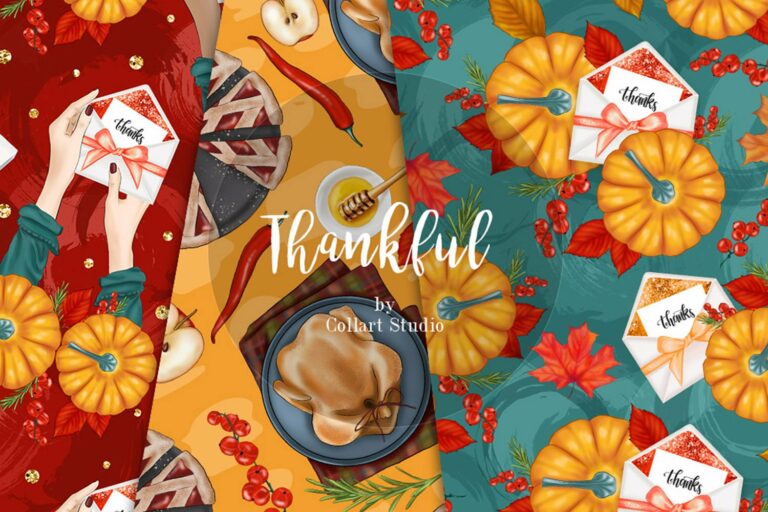 Thanksgiving Digital Paper, Autumn – MasterBundles
