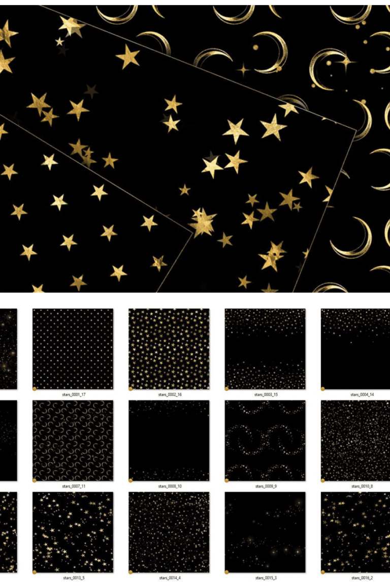 Black and Gold Stars Digital Paper – MasterBundles