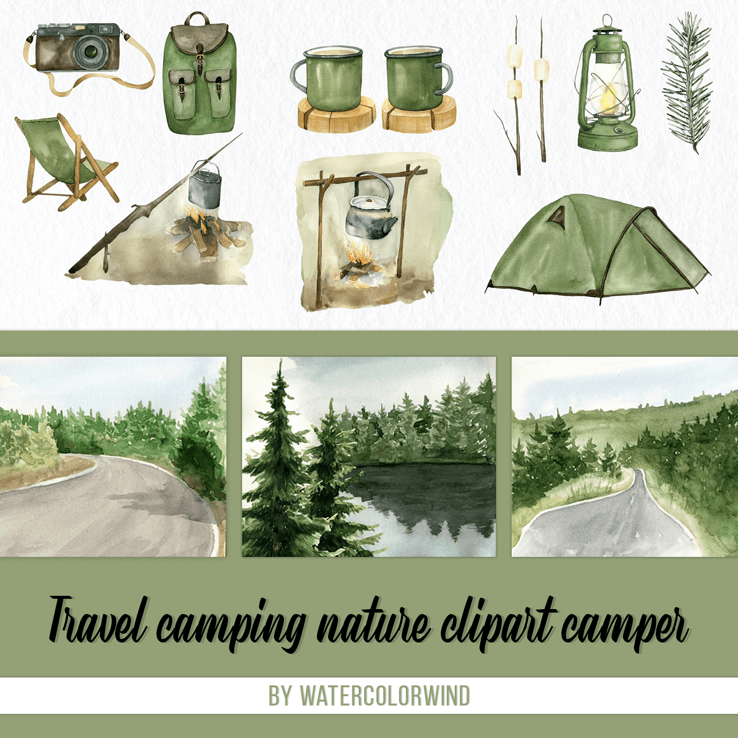 Travel Camping Nature Clipart Camper – MasterBundles