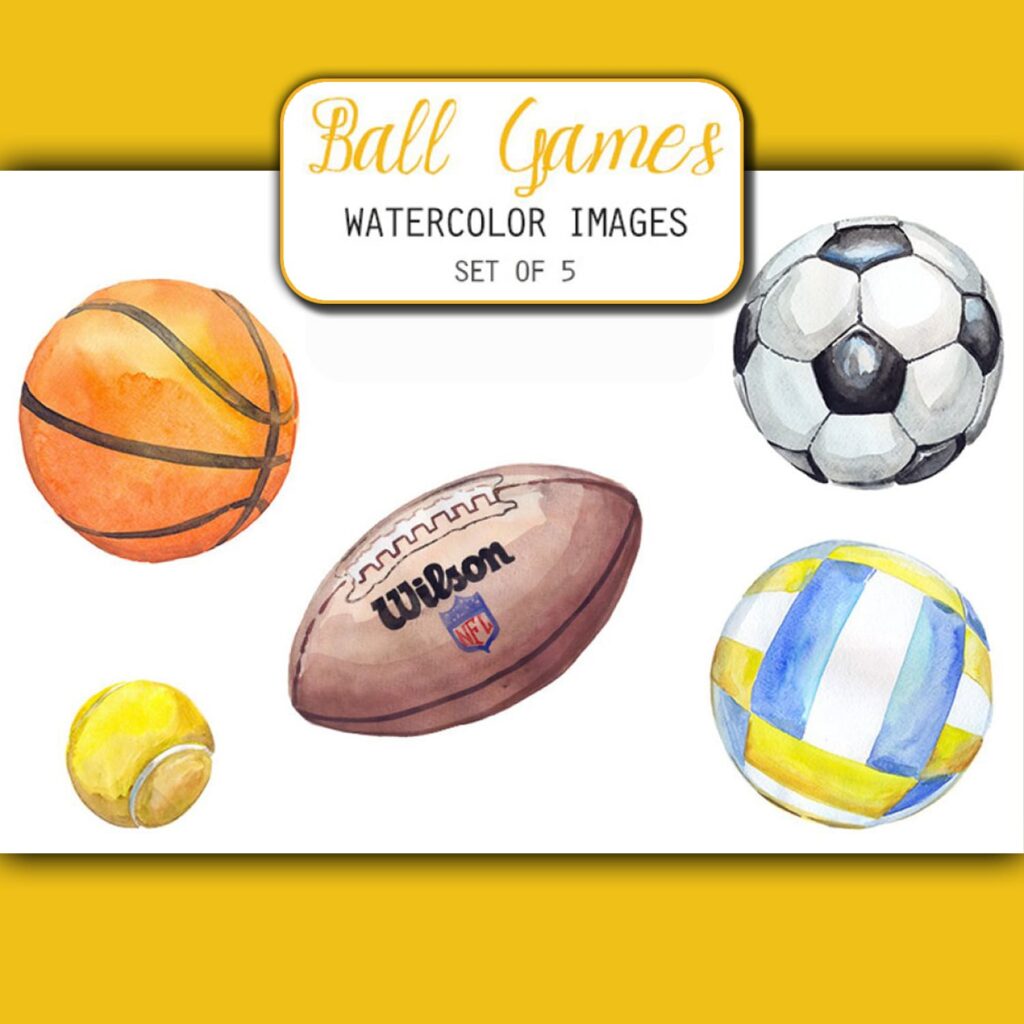 Watercolor Ball Games Clipart – MasterBundles