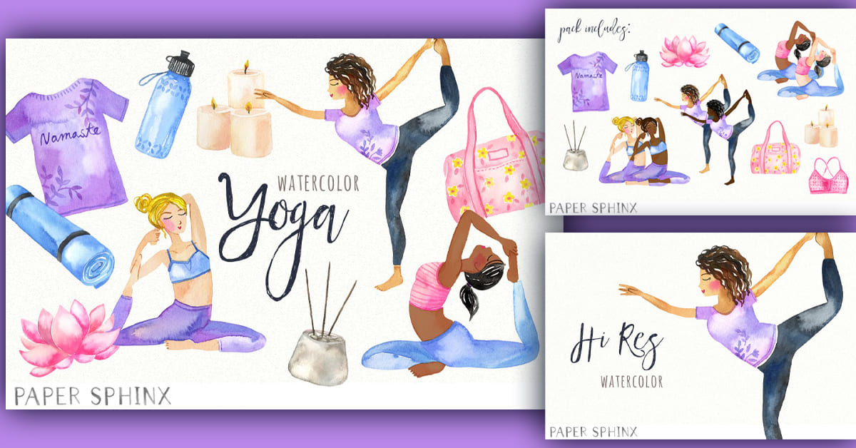 Watercolor Yoga Clipart – MasterBundles