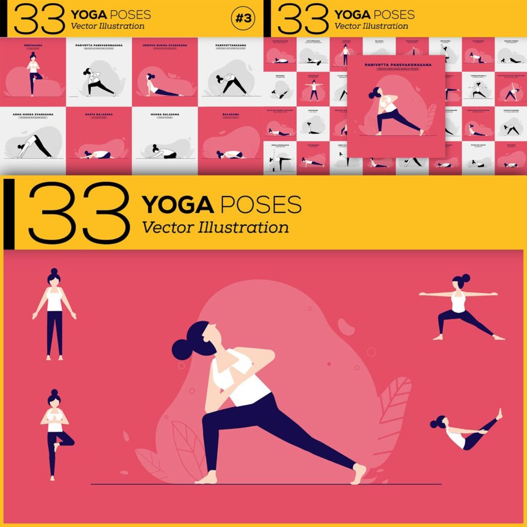 33 Yoga Poses Illustration – MasterBundles