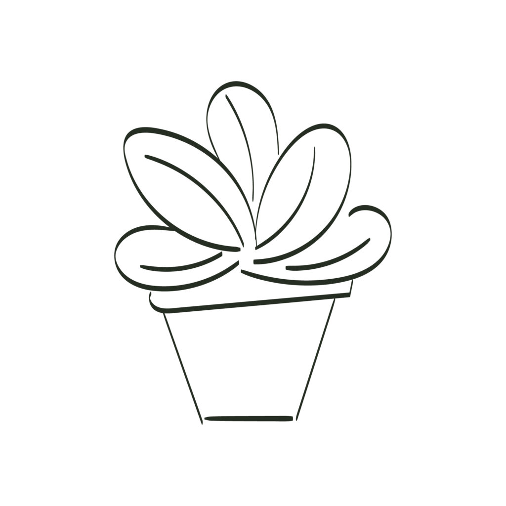 Hand Drawn Pot with Plants - MasterBundles