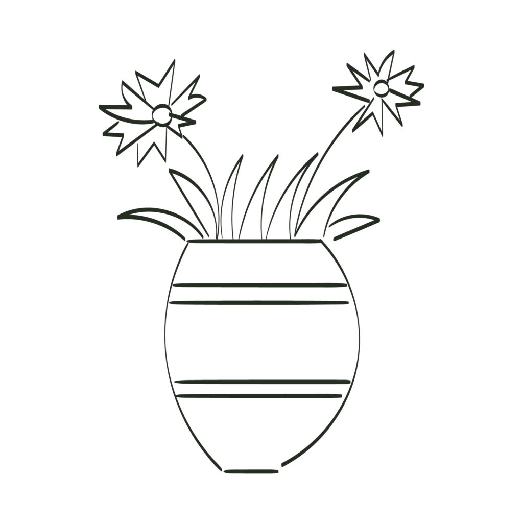 Hand Drawn Pot with Plants - MasterBundles