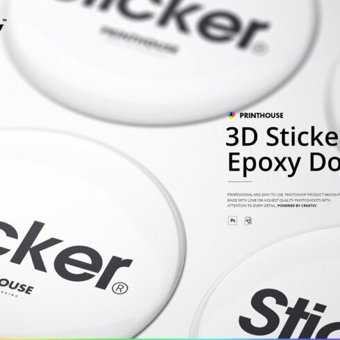 3D Epoxy Dome Stickers Mockup Set | Master Bundles