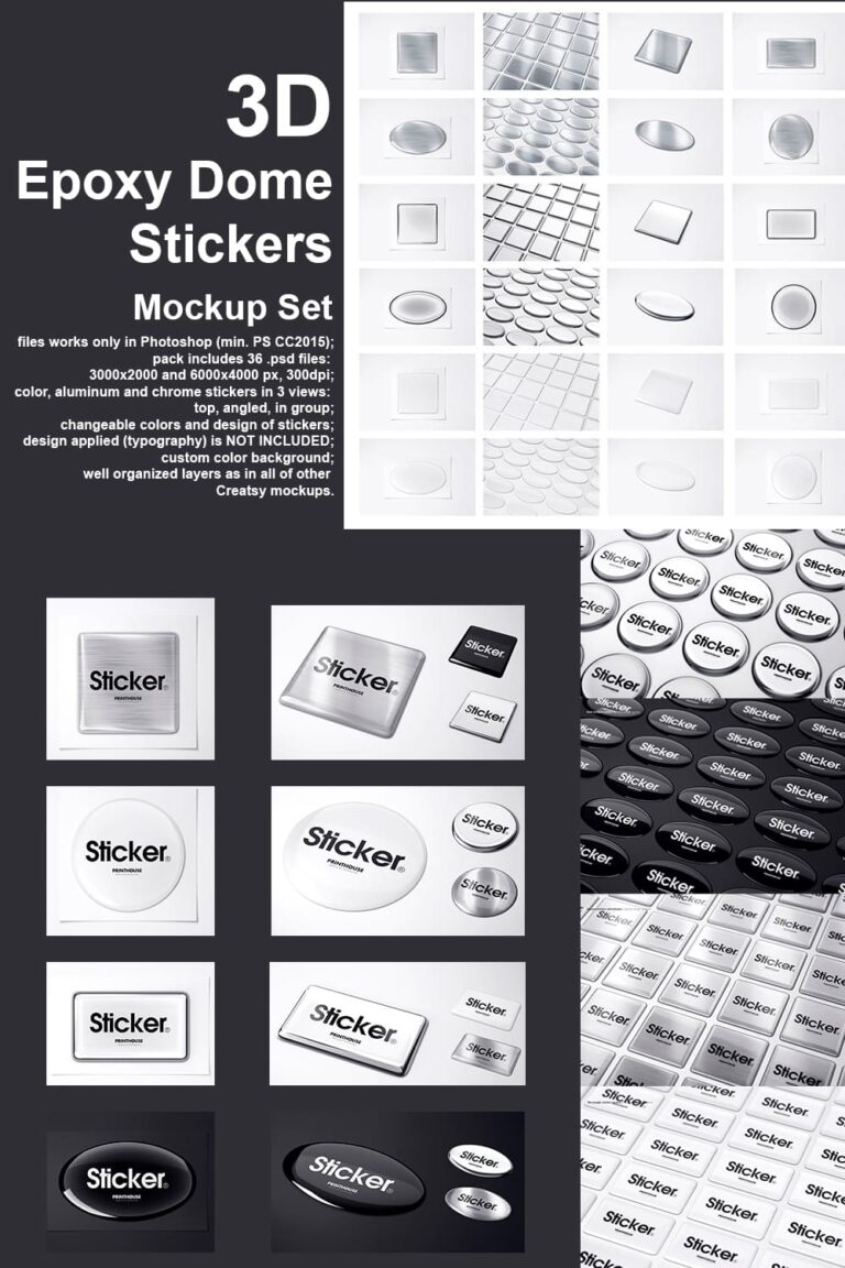 3D Epoxy Dome Stickers Mockup Set – MasterBundles