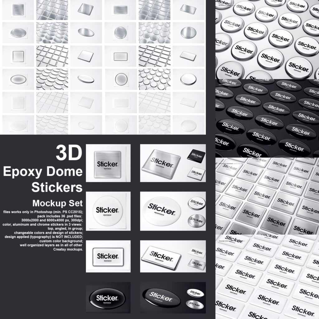 3D Epoxy Dome Stickers Mockup Set – MasterBundles
