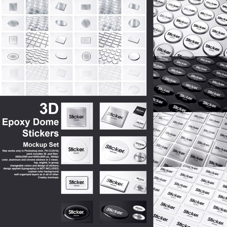 3D Epoxy Dome Stickers Mockup Set – MasterBundles