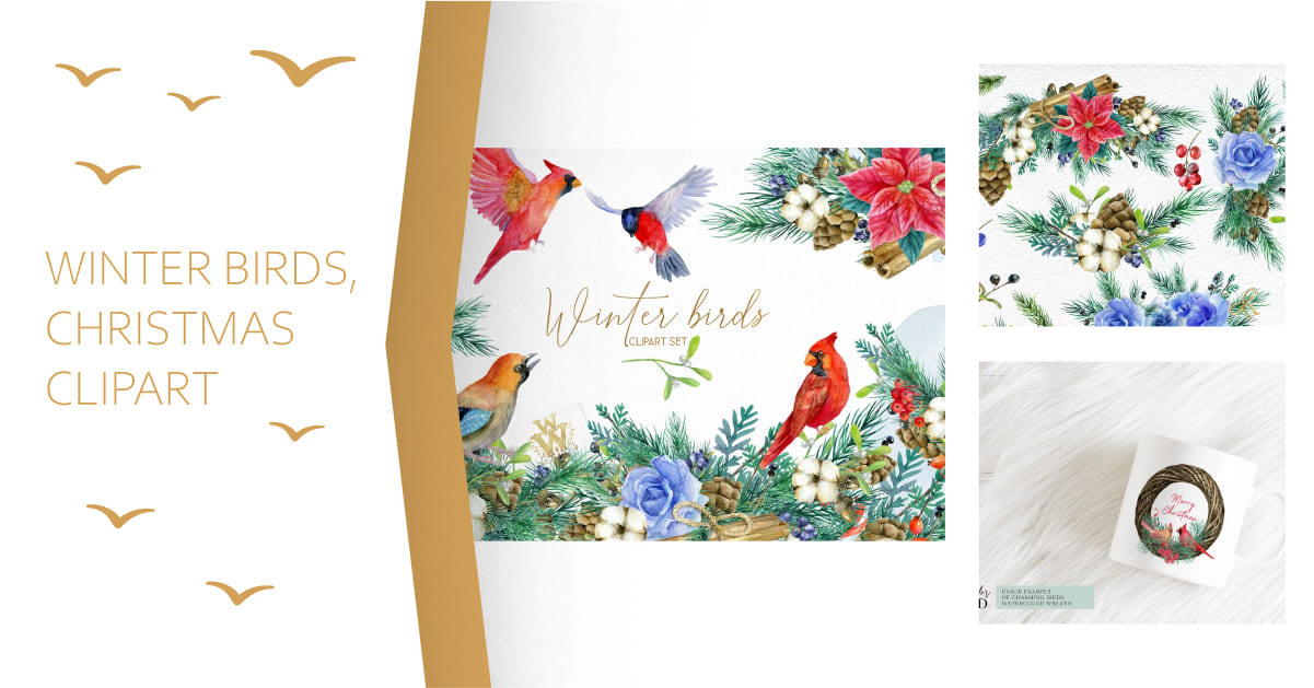 Winter Birds, Christmas Clipart – MasterBundles