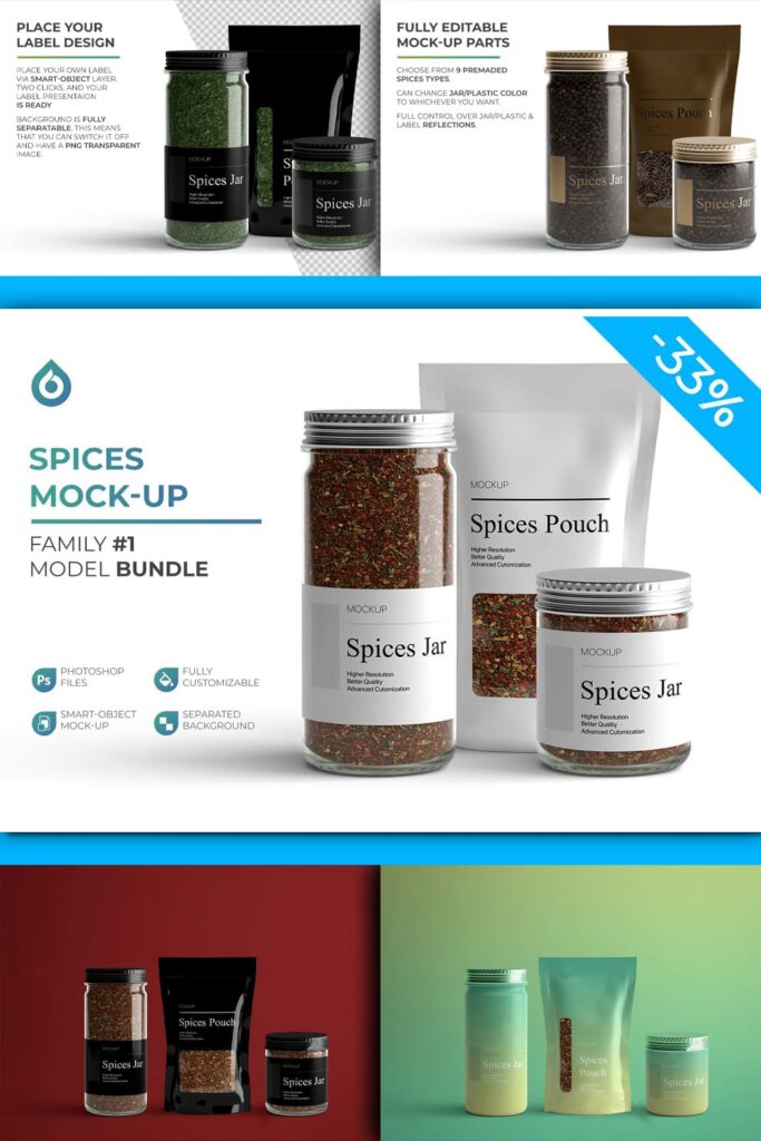 Spices Mockup: 3 Separated Items – MasterBundles