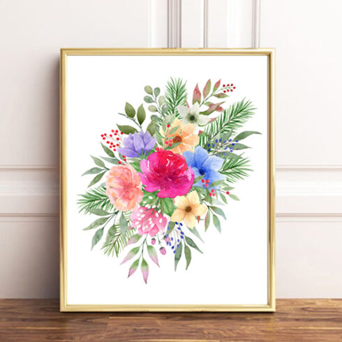 Watercolor floral design in pastel colors. Flowers and flower ...