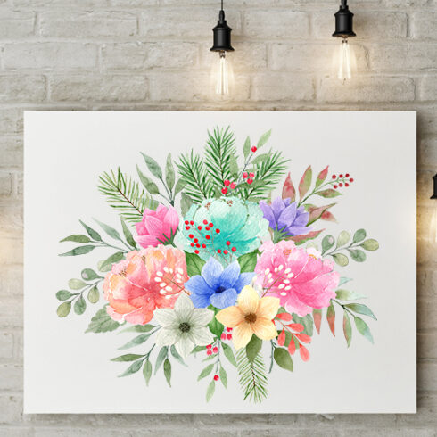 Watercolor floral design in pastel colors. Flowers and flower ...